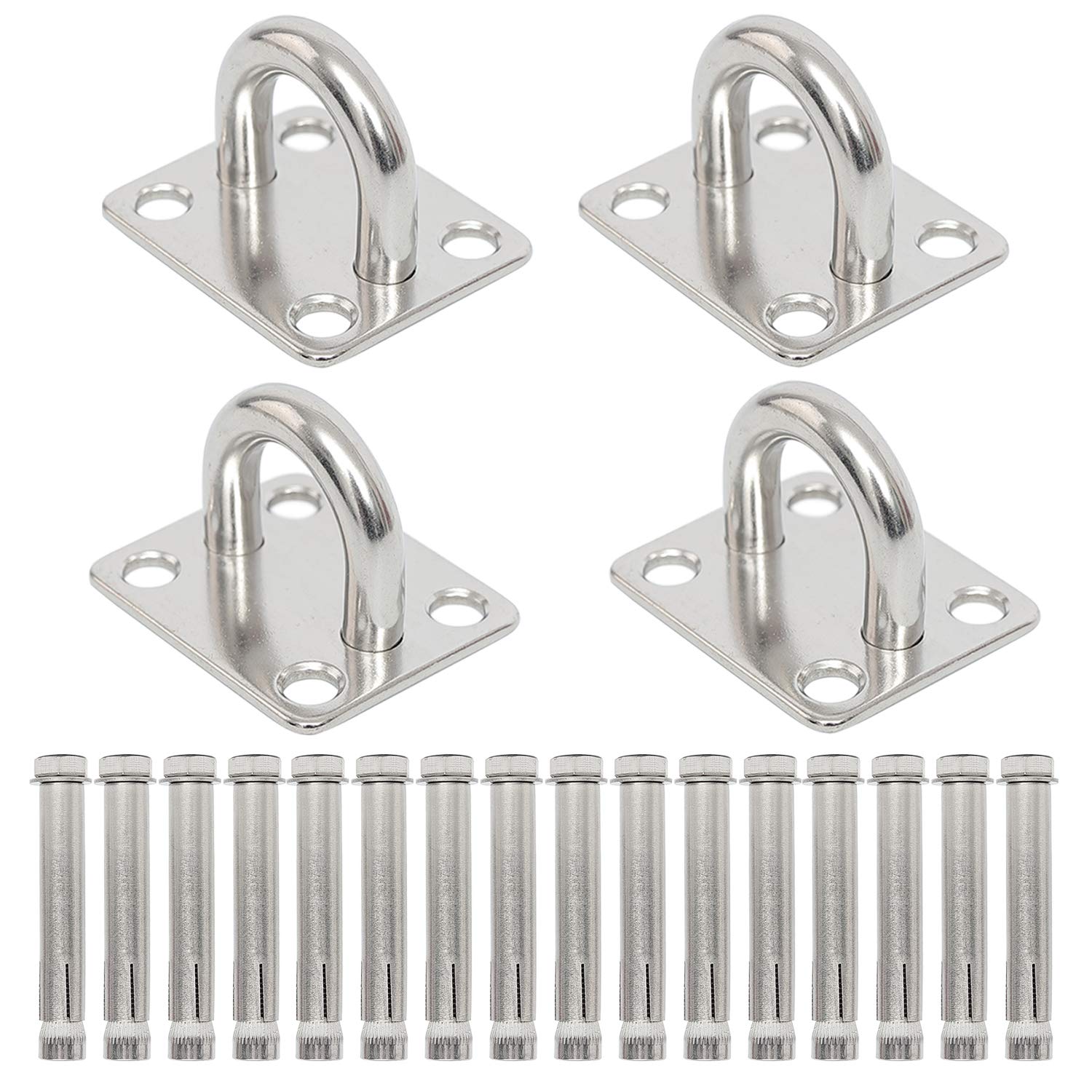 Wall Ceiling Mount Pad Eye Plate, Heavy Duty Marine Hardware Staple Loop U-Shaped Ring Hook Sail Shade Hardware, Suspension Kit for Resistance Training Straps,Yoga Swings, Hammock & Gym Accessories