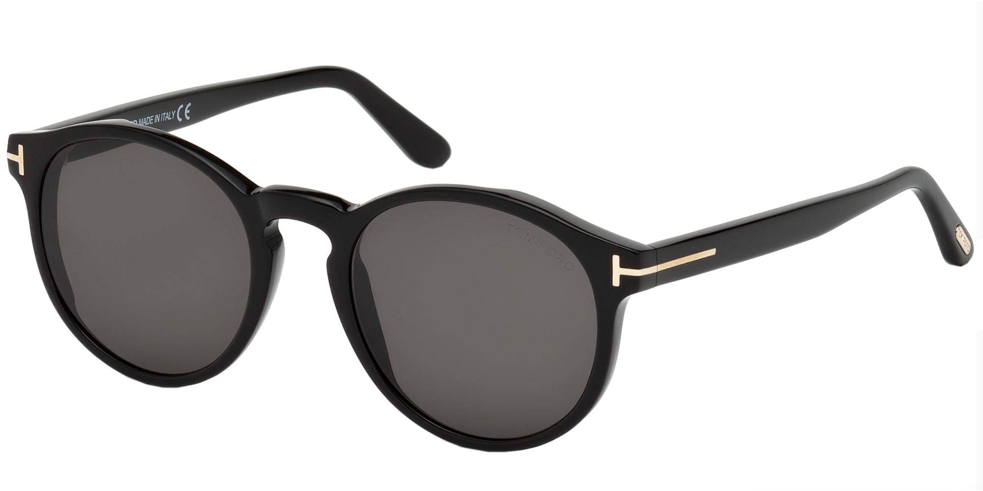 Tom Ford Sunglasses IAN-02 FT 0591 Shiny Black/Grey 51/20/145 Unisex, Shiny black/grey., 51.0
