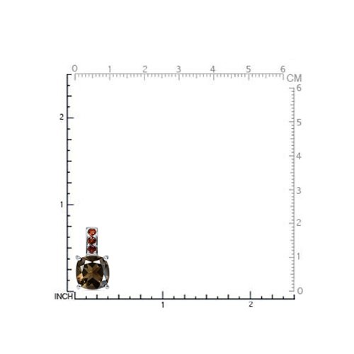 Silvershake 3.67ct. 10mm Natural Cushion Shape Smoky Quartz and Garnet 925 Sterling Silver Pendant