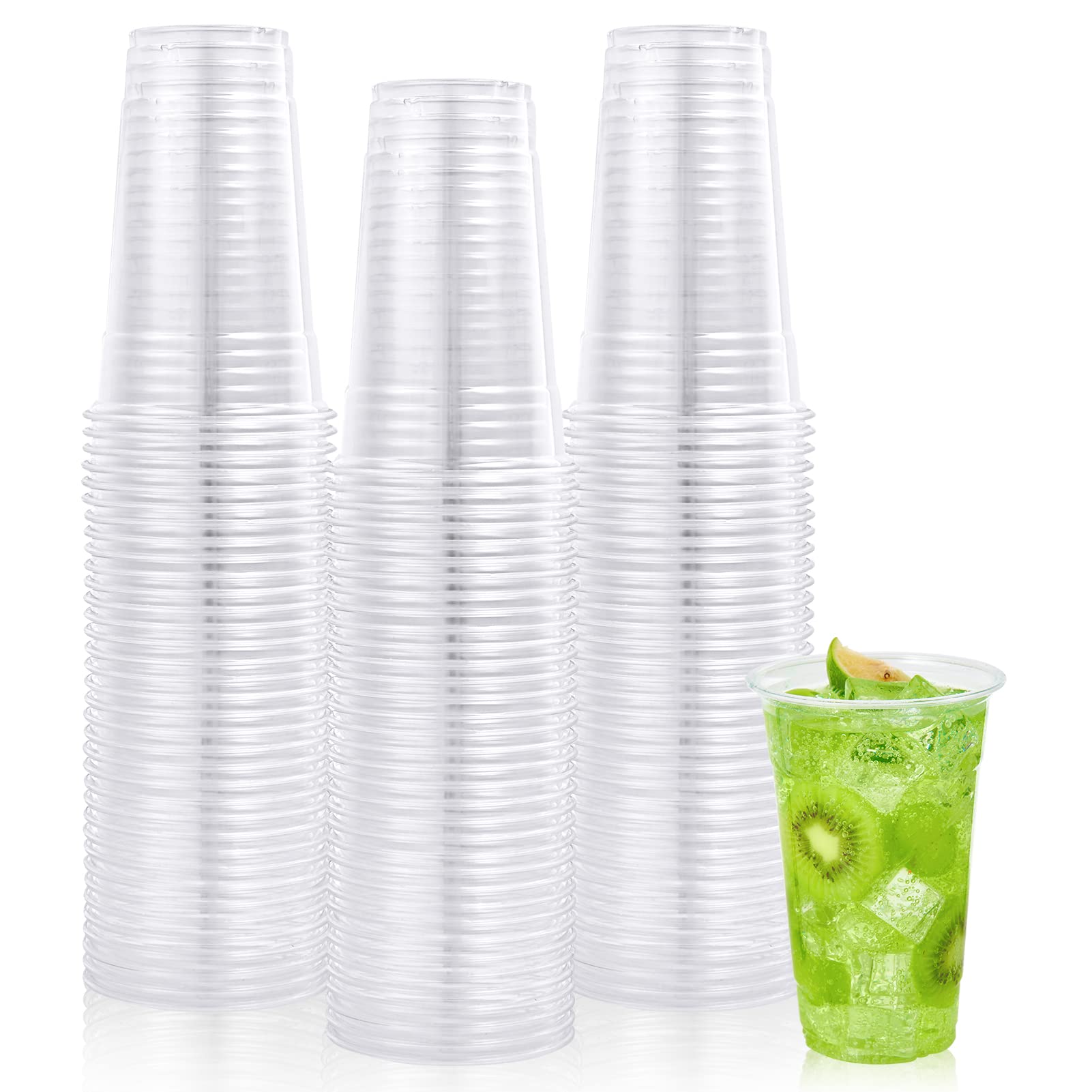 Vplus 300 Pack 12 OZ Clear Plastic Cups, PET Crystal Clear Cups, 12 OZ Disposable Cold Drinking Plastic Cups, Perfect for Ice Coffee, Smoothie, Juice, and mixed beverage(No Lids)