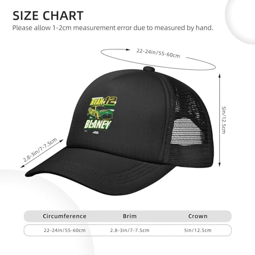 Ryan Blaney 12 Men's Adjustable Mesh Back Cap Curved Bill Snapback Mesh Baseball Cap Breathable Sun Hat
