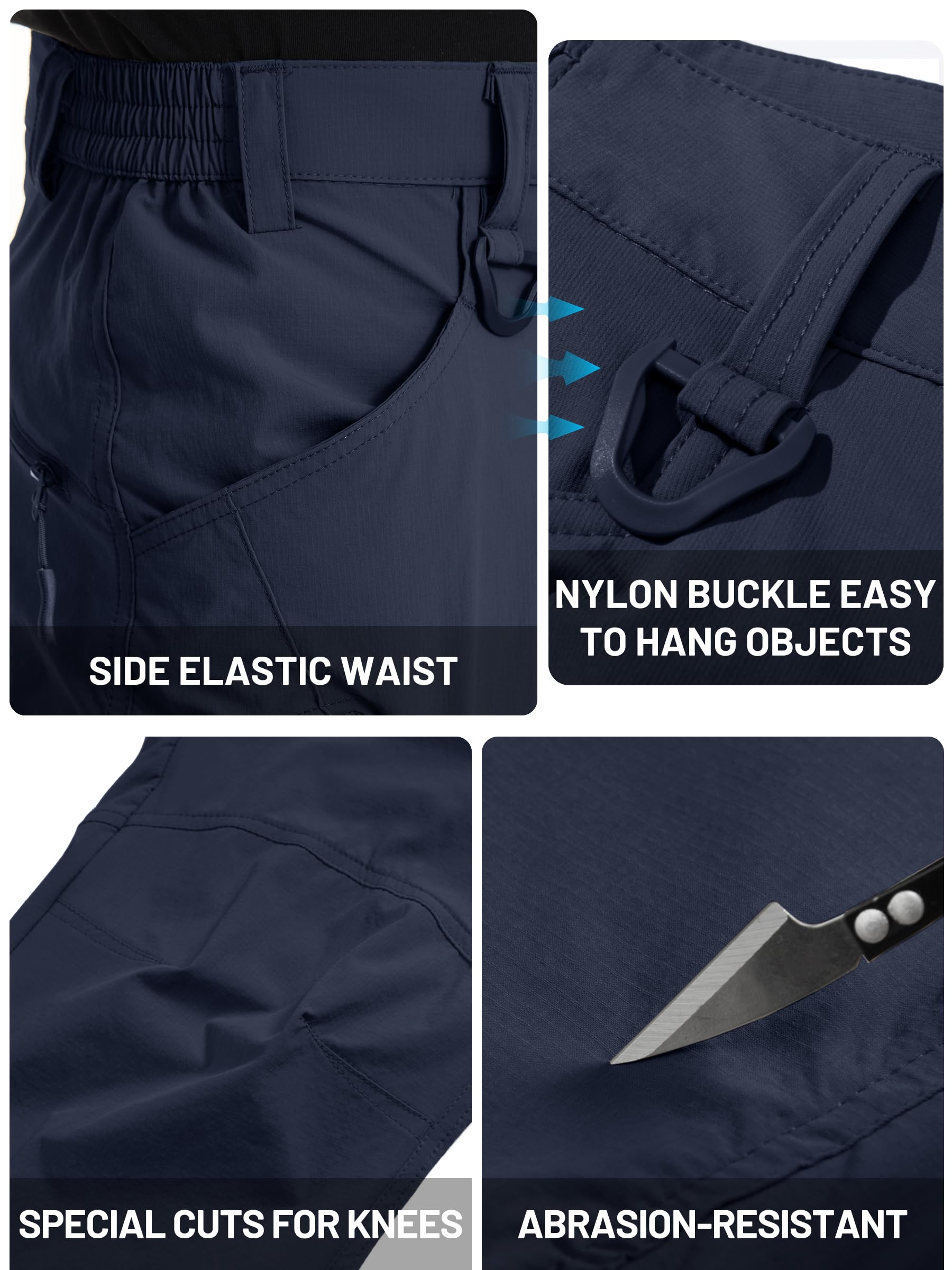TACVASEN Men's Tactical Stretch Pants Quick-Dry Fishing Travel Hiking Pants Navy, 40