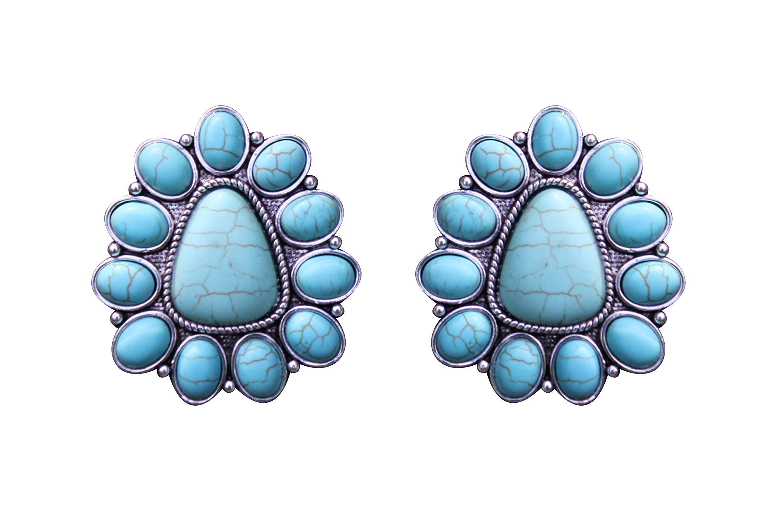 Turquoise Medium Western Triangle Flower Earrings No. 960