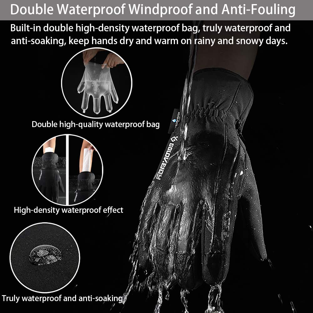 Y&R Direct Mens Winter Gloves -30℉Windproof Waterproof Warm Touch Screen Gloves for Outdoor Work Cycling (Large)