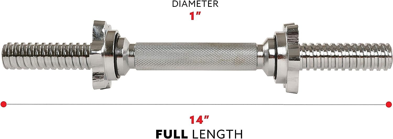Sunny Health & Fitness 14" Threaded Chrome Dumbbell Bar Pair - STDBH-14