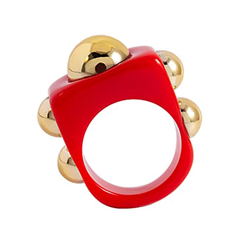 Wedding Promise Ring , Finger Ring Geometric Trendy Women All Match Metal Ball Ring for Party - White