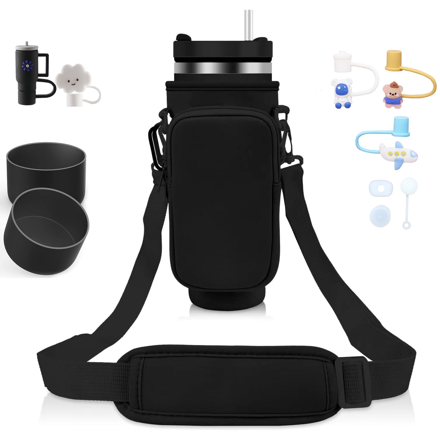 Stanley Cup Holder with Adjustable Shoulder Strap and Bag, Stanley Accessories for Adventure Quencher & H2.0 Flowstate Tumbler 40oz with Handle, 40 Oz Tumbler Sleeve, Stanley Cup Carrier