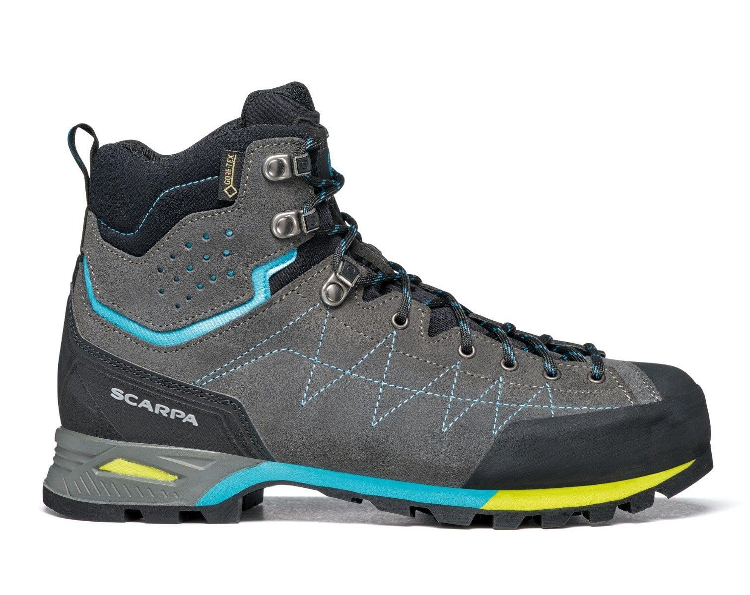 SCARPA Women's Zodiac Plus GTX Waterproof Gore-Tex Boots for Backpacking and Hiking - Shark/Maldive - 8-8.5