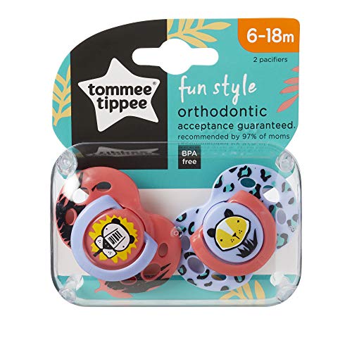 Tommee Tippee Closer to Nature Fun Pacifier, 6-18 Months, 2 Count -Colors Will Vary