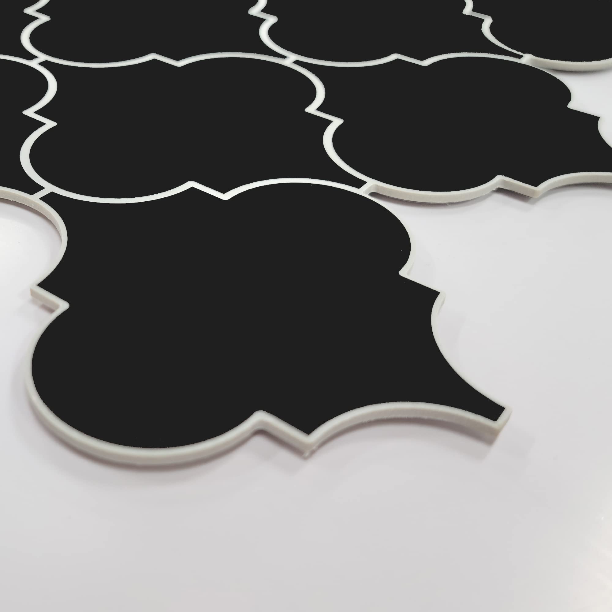 The Tiles Plaza Arabesque Peel and Stick Backsplash Tile, Self Adhesive Stone Composite Wall Tile, Black Lantern Decorative Stick on Tile for Kitchen, Bathroom, Fireplace, 10 Sheets
