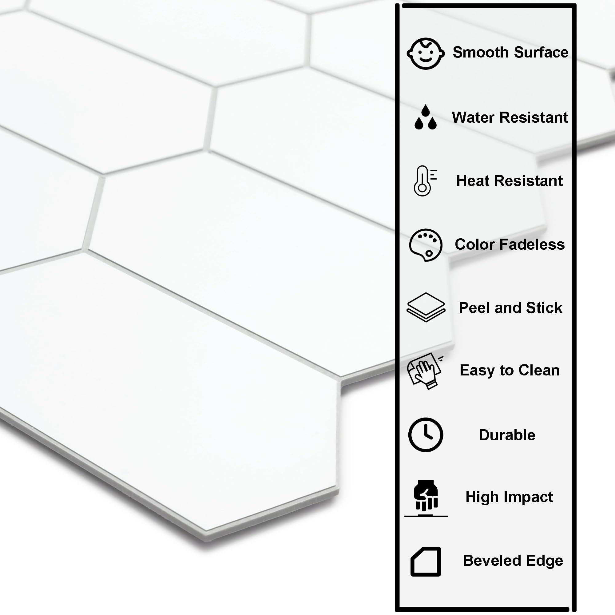 The Tiles Plaza Backsplash Tile for Kitchen Peel and Stick. Blue Long Hexagon Self Adhesive Wall Tile. Stone Composite Stick On Decorative Mosaic Tile for Bathroom, Fireplace, 1 Sheet, 0.9 Sq Ft.
