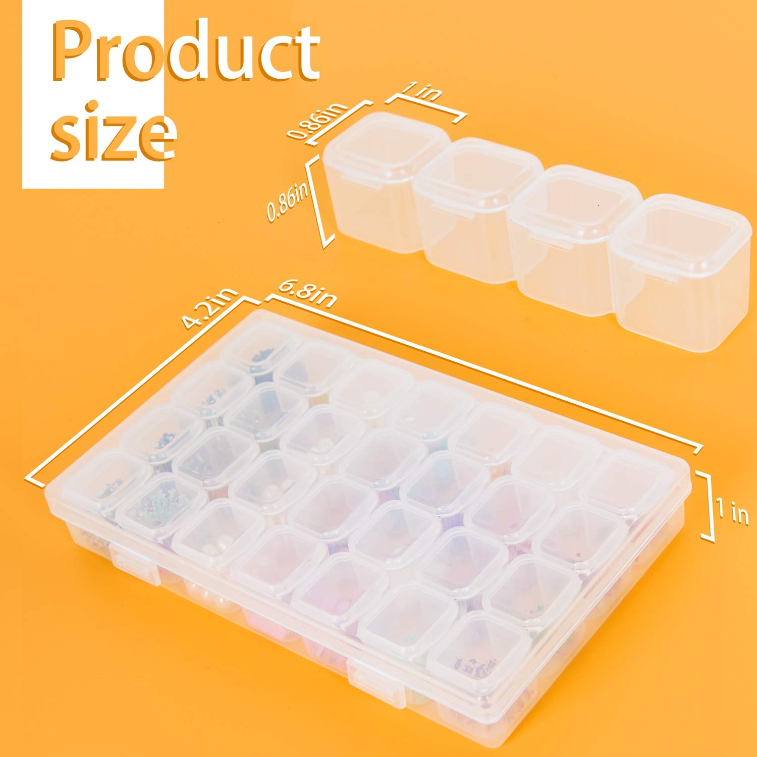 Vumdua 6 Pack Diamond Embroidery Box, 28 Grids Plastic Bead Storage Case Containers Diamond Painting Accessories Tool for DIY Art Craft