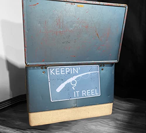 Toothsome Studios Keepin' It Reel 12" x 8" Tin Sign Gone Fishing Keeping It Reel Bait Tackle Shop Man Cave Garage Home Bar Boat Decor