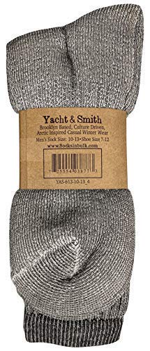 Yacht & Smith Wholesale Bulk Merino Wool Thermal Hiking Boot Socks, Mens Womans Kids (Mens/Assorted, 4) (Mens/Gray)