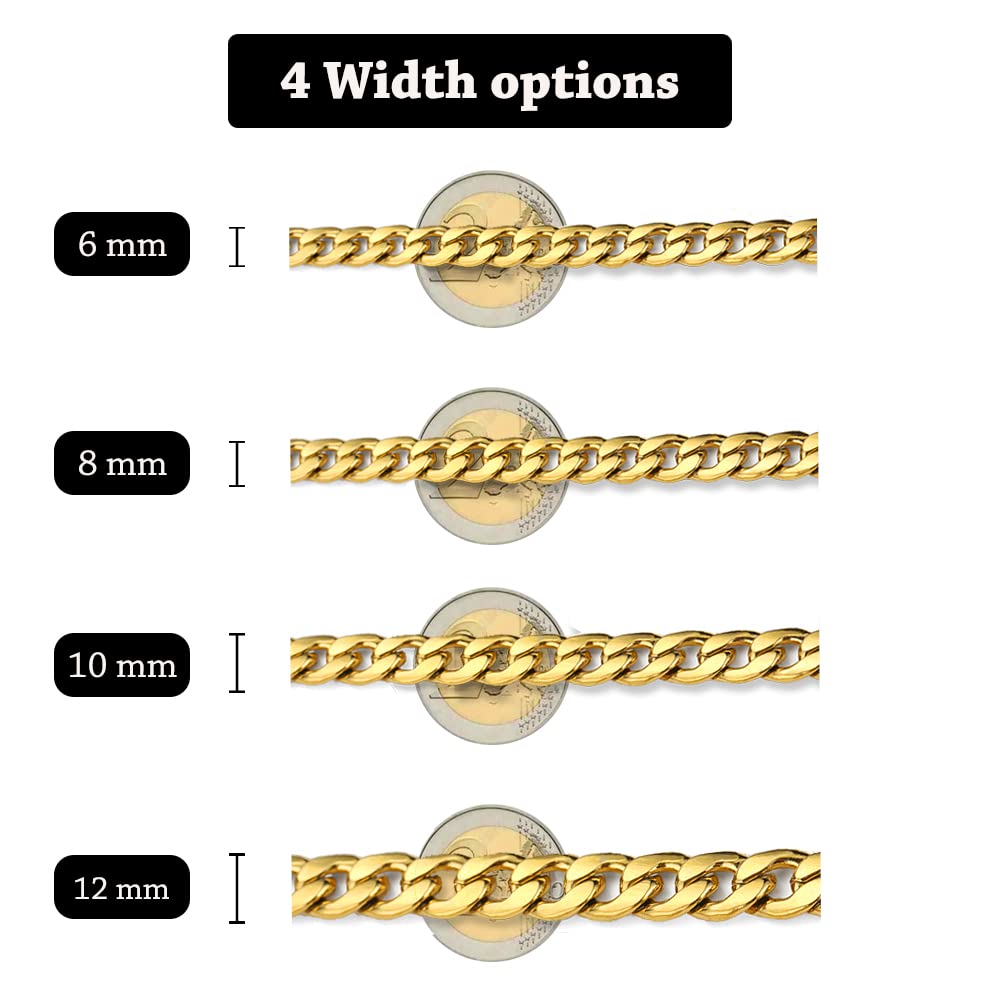 Sanglarst Gold Chain Necklace, 22 Inch Golden Ultra Luxury Looking Feeling Real Solid 14K Gold plated Curb Fake Neck Chain for Party Dancing (Gold 1CM)