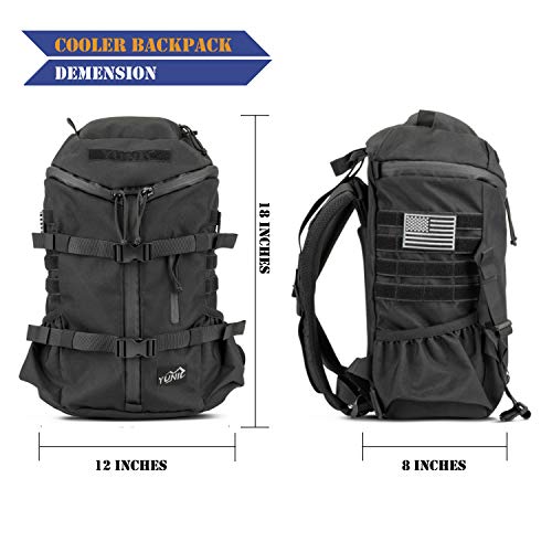YUNIC Cooler Backpack 26L Insulated Lightweight Tactical Assault Pack Water and Tear Resistant Large Capacity for Daily and Outdoor Activities (Black)