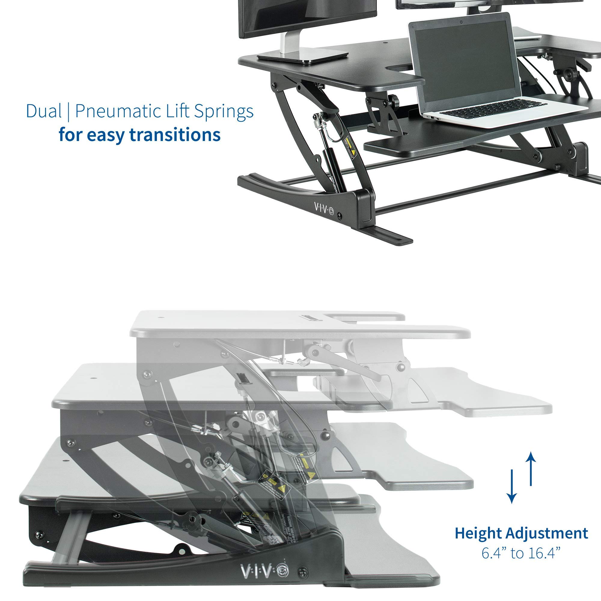 VIVO Black Height Adjustable 36 inch Stand Up Desk Converter Workstation, Quick Sit to Stand Tabletop Monitor Riser with Extra Large Keyboard Tray, DESK-V000V2