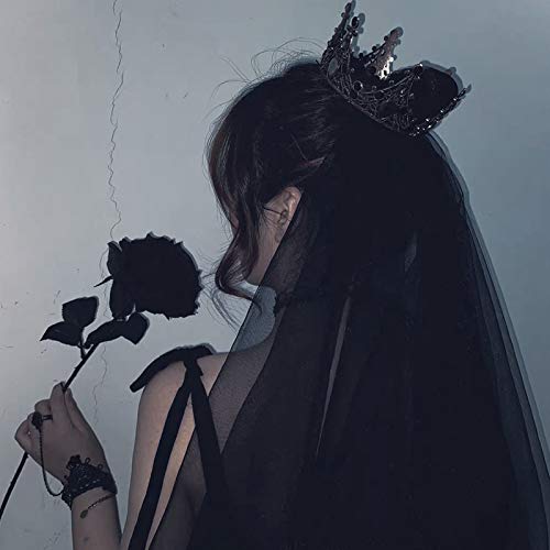 TUZAZO 10pcs Black Roses Artificial Flowers with Stems, Faux Silk Flowers Bridal Gothic Wedding Bouquet, Realistic Blossom Flora for Home, Office, Hotel Decorations