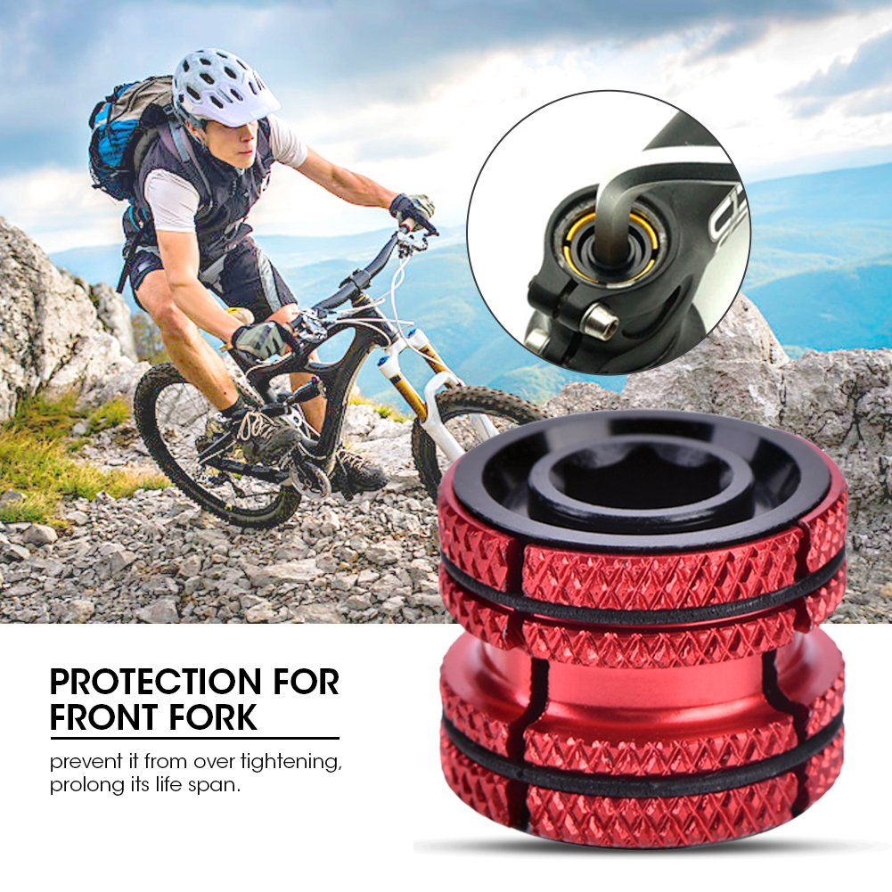 VGEBY1 Bike Headset Plug, Top Cap Compressor Adjuster Headsets Locking Device for Road Mountain Bikes(Red)
