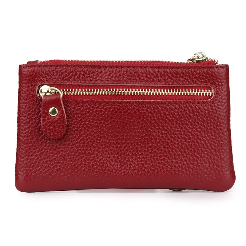 Women Genuine Leather Coin Purse Zip Cute Bee Pouch Change Wallet with Keychain, navy