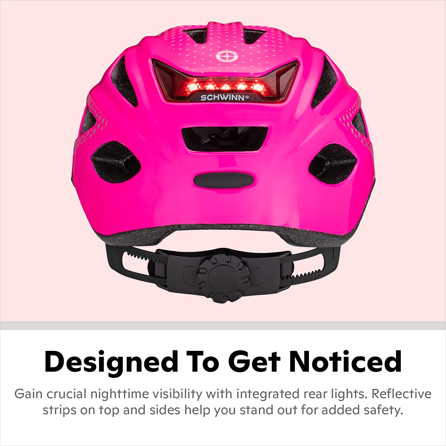 Schwinn Beam LED Lighted Bike Helmet with Reflective Design for Adults, Featuring 360 Degree Comfort System with Dial-Fit Adjustment, Viz Yellow