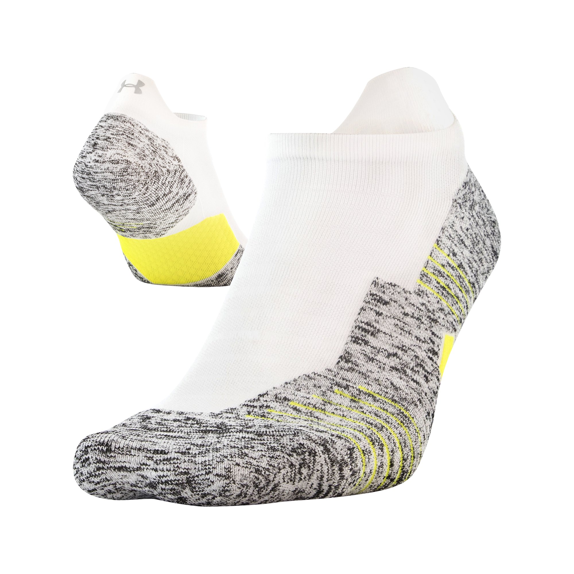 Under Armour Unisex-Adult Run Cushion No Show Tab Socks, Multipairs , White (1-Pair) , Medium
