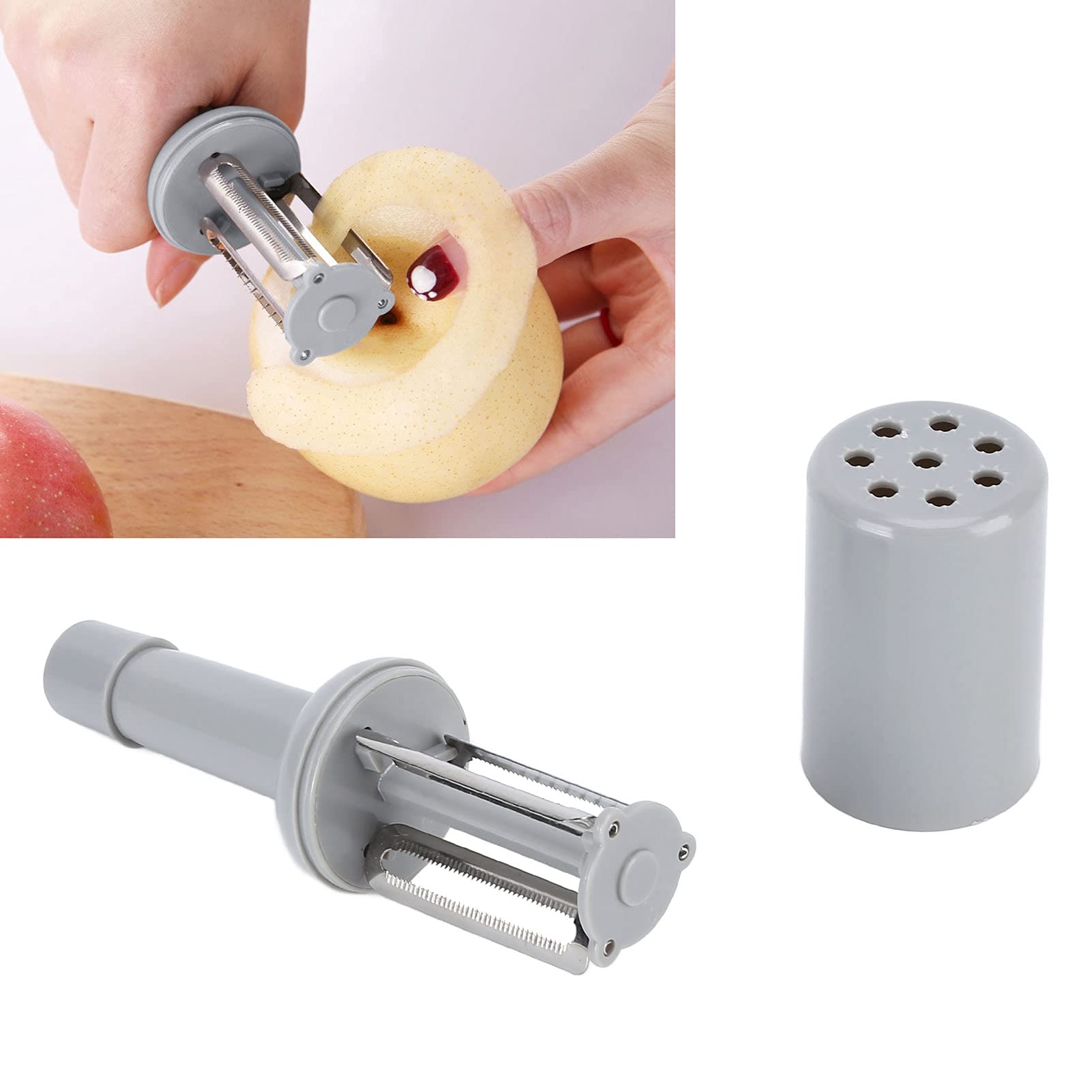 VTOSEN Multifunctional Household Peeler - Durable Potato Peeler, Vegetable Peeler, Carrot Grater, and Kitchen Tool Supplies - Bottle Shape Peeling Knife(Gray)