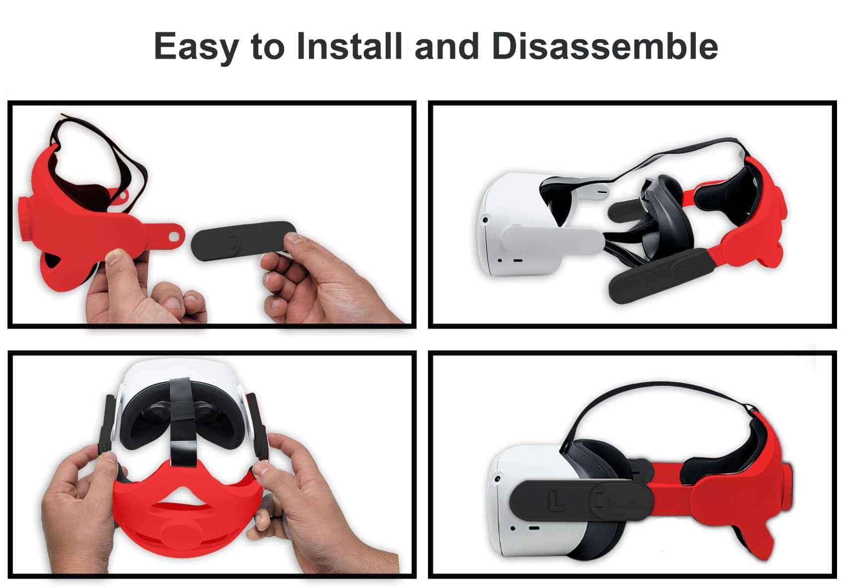 TNE Headband for Oculus Quest 2/Meta Quest 3 Headset Virtual Reality VR | Replacement Accessories for Quest 2/3 Elite Head Strap Reduce Head Pressure, Enhanced Support, Large Cushion (Red)