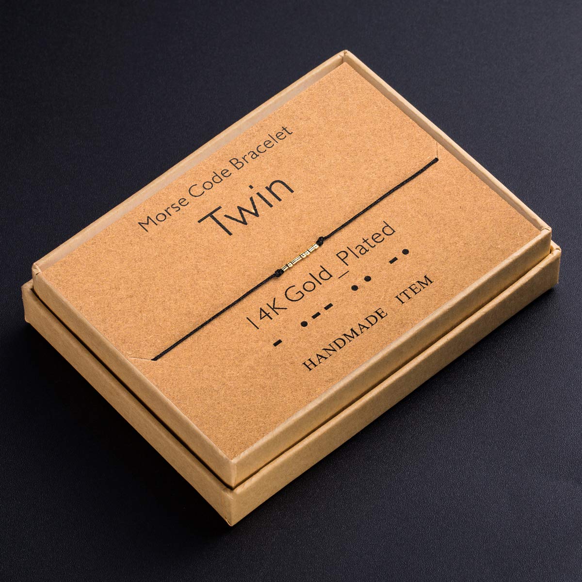 Twins Gift Morse Code Bracelets 14k Gold Plated Beads on Silk Cord Secret Message Birthday Gifts for Twins