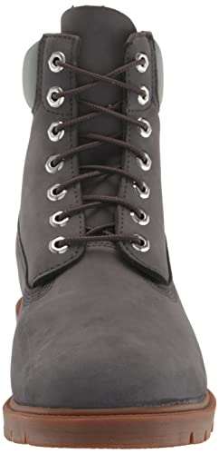 Timberland Men's 6 Inch Basic Waterproof Boots with Padded Collar, Dark Grey Nubuck, 9
