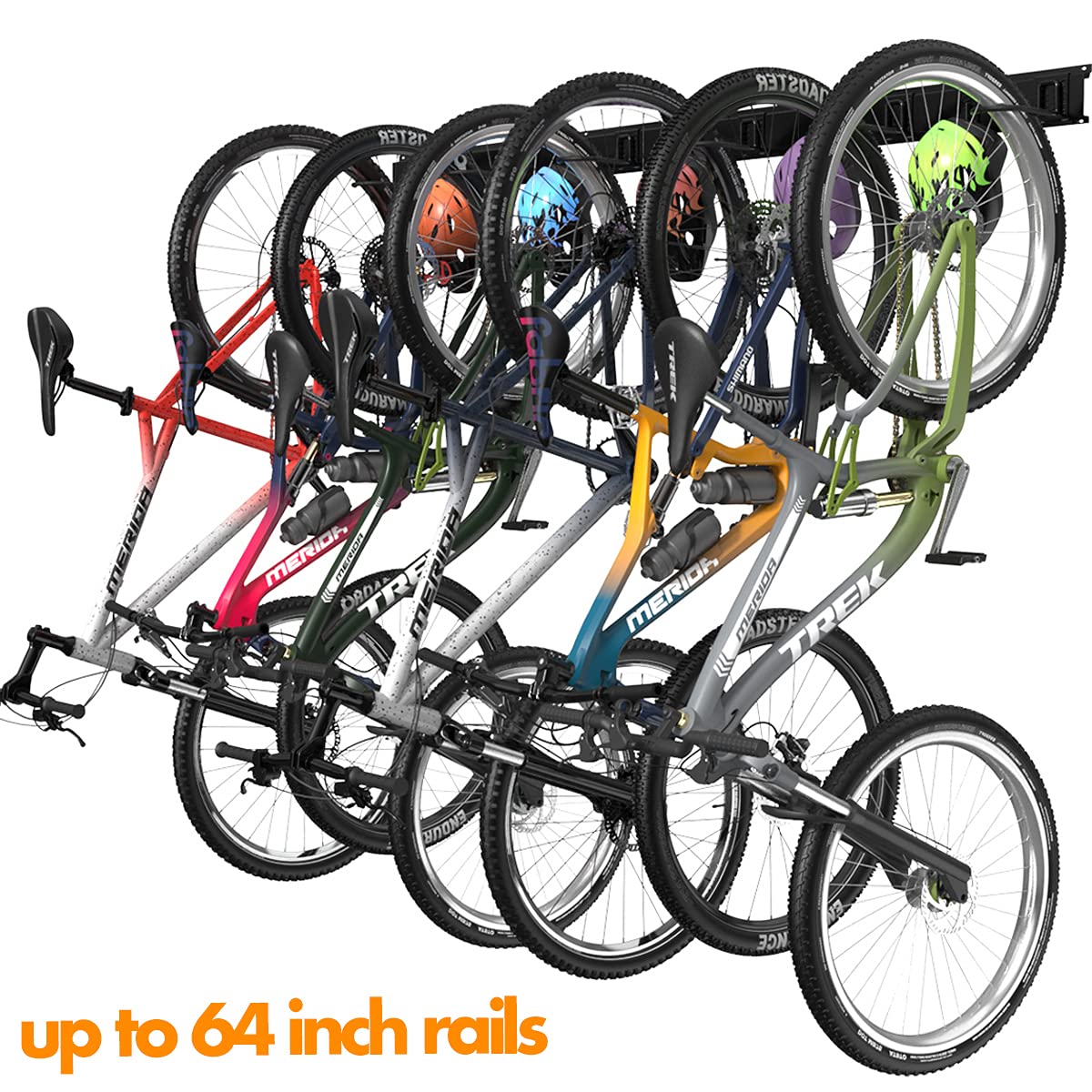 TORACK Bike Storage Rack, 6 Bike Racks & 5 Hooks for Garage, Wall Mount Vertical Bicycles Hanger for Home Space Saving, up to 600lbs, 64-inch