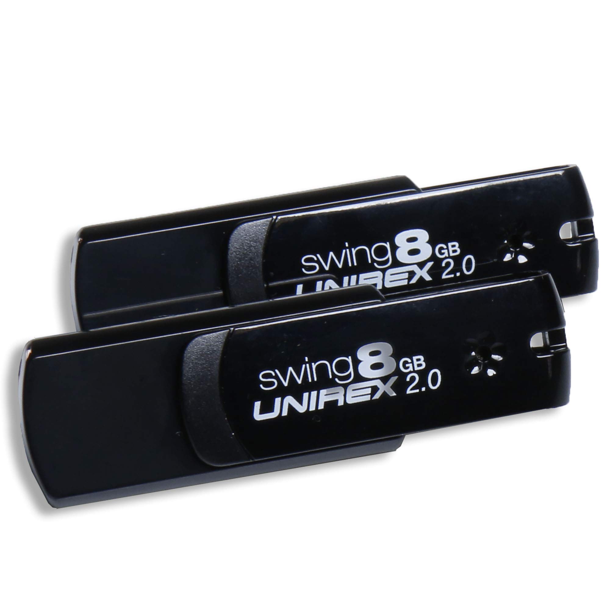 Unirex 2 Pack Swing 8GB USB 2.0 Thumb Drive, Black | Memory Stick Storage is Compatible with Computer, Tablet, or Laptop