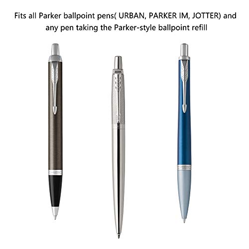 Unibene Parker Compatible Gel Ink Ballpoint Refills 12 Pack,0.7mm Medium Point- 6 Black&6 Blue, Smooth Writing Replaceable German Ink Tactical Pen Refills for Parker Ballpoint/UZI Pen