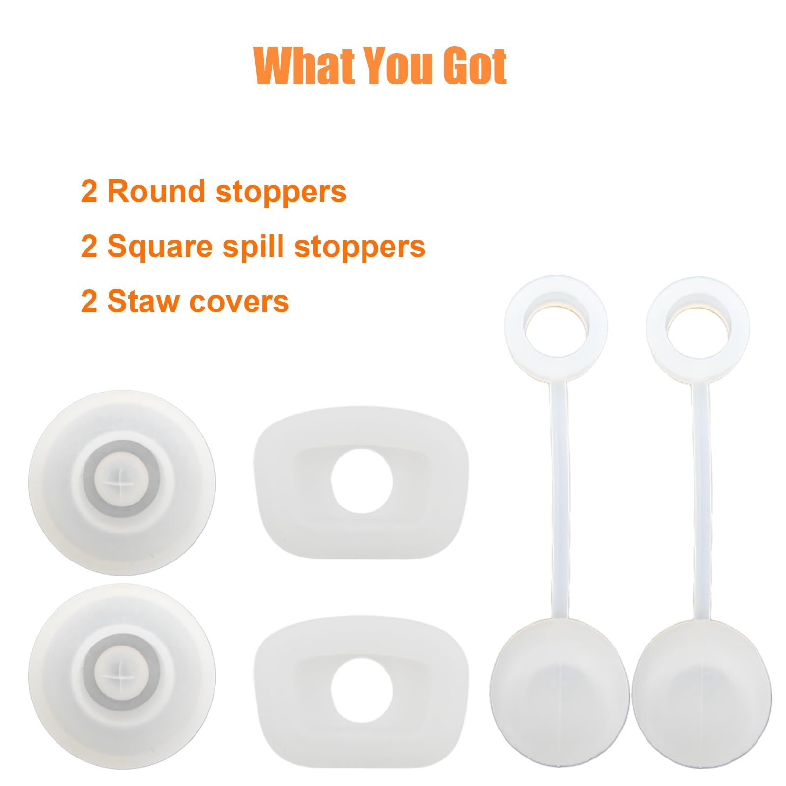 Silicone Spill Proof Stoppers Set, Compatible For Stanley Tumbler H1.0 40oz/30oz, Leakproof Seal Set Including 2 Square Spill Stoppers/2 Round Stoppers/2 Straw Covers, Stanley Cup Accessories-1.0