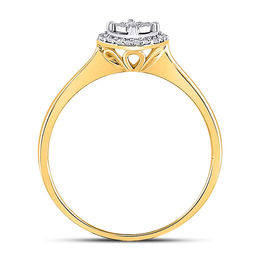 The Diamond Deal 10kt Yellow Gold Womens Round Diamond Solitaire Halo Bridal Wedding Engagement Ring 1/12 Cttw