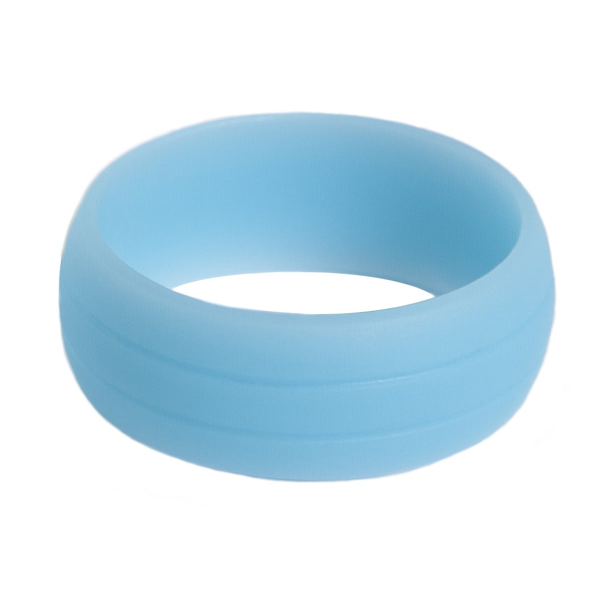 Silicone Wedding Ring for Athletic Active Men – Unique Double-debossed Silicone Wedding Band Design – Black or Gray (Baby Blue, 11)