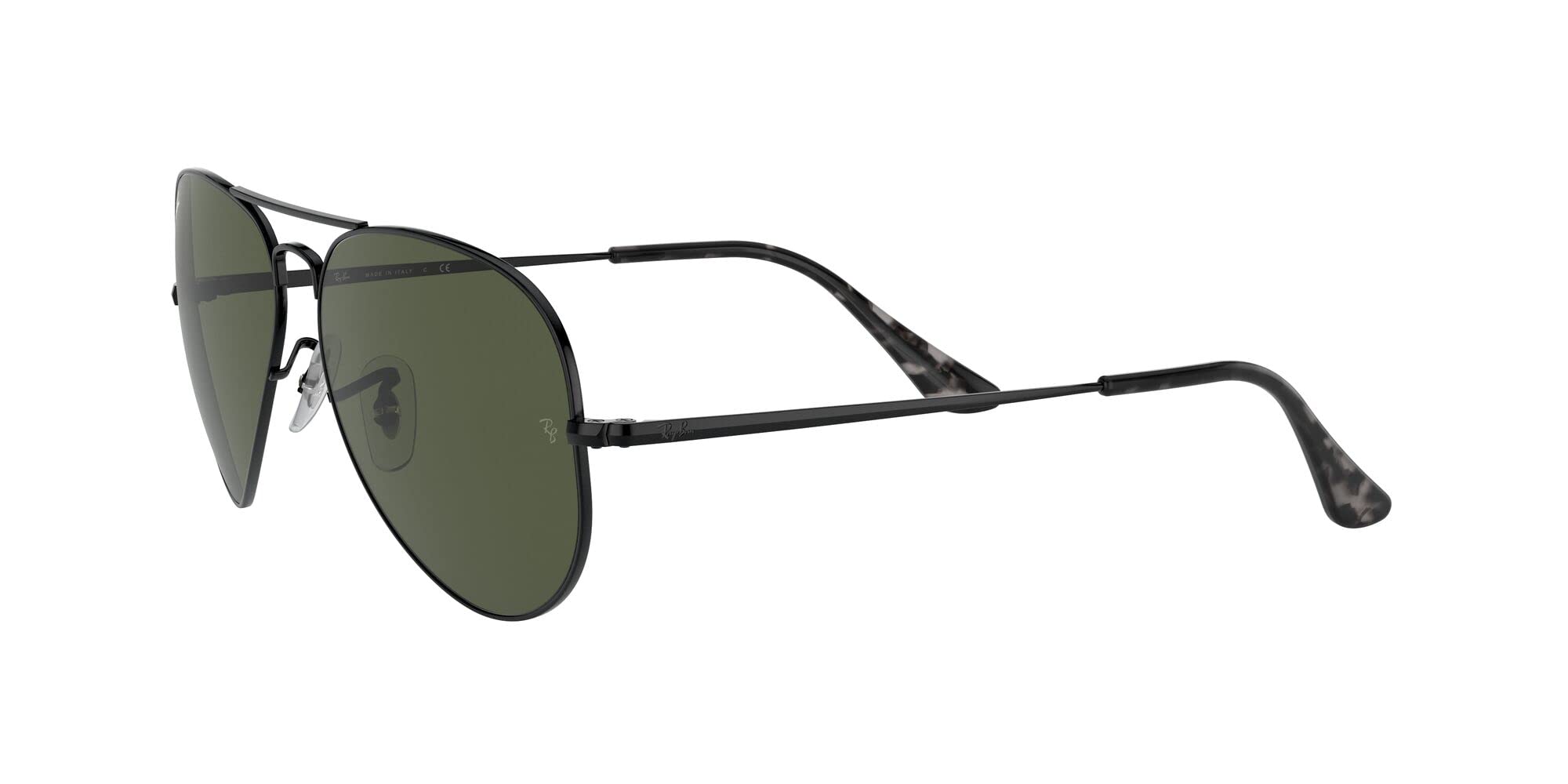 Ray-Ban RB3689 Aviator Metal II Sunglasses, Black/G-15 Green, 55 mm