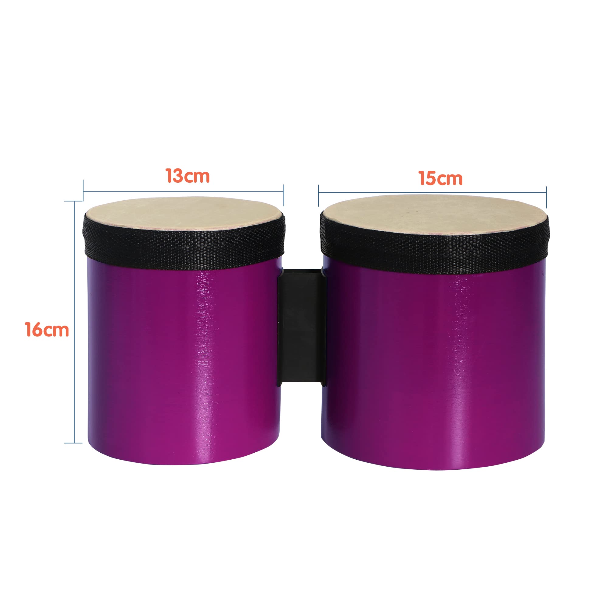YONTY 5" and 6" Bongo Drum Set for Adults Kids Toddlers Beginners Professionals, Percussion Bongo Drum Natural Birch Wood Drum Set, Smooth Surface with Premium and Safe Nylon Edges, Purple