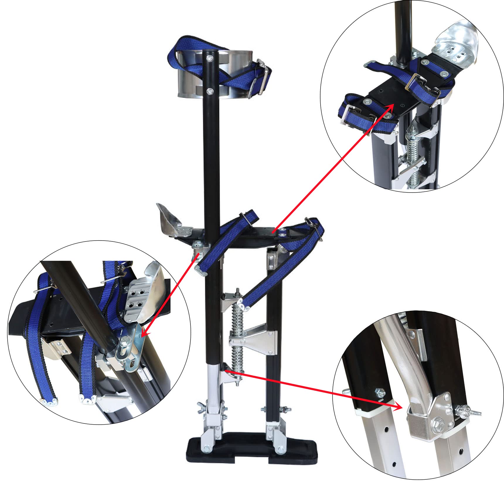 waltyotur 24-40 inch Drywall Stilts Grade Adjustable Auminum Tool Stilt for Painting or Cleaning - Silver