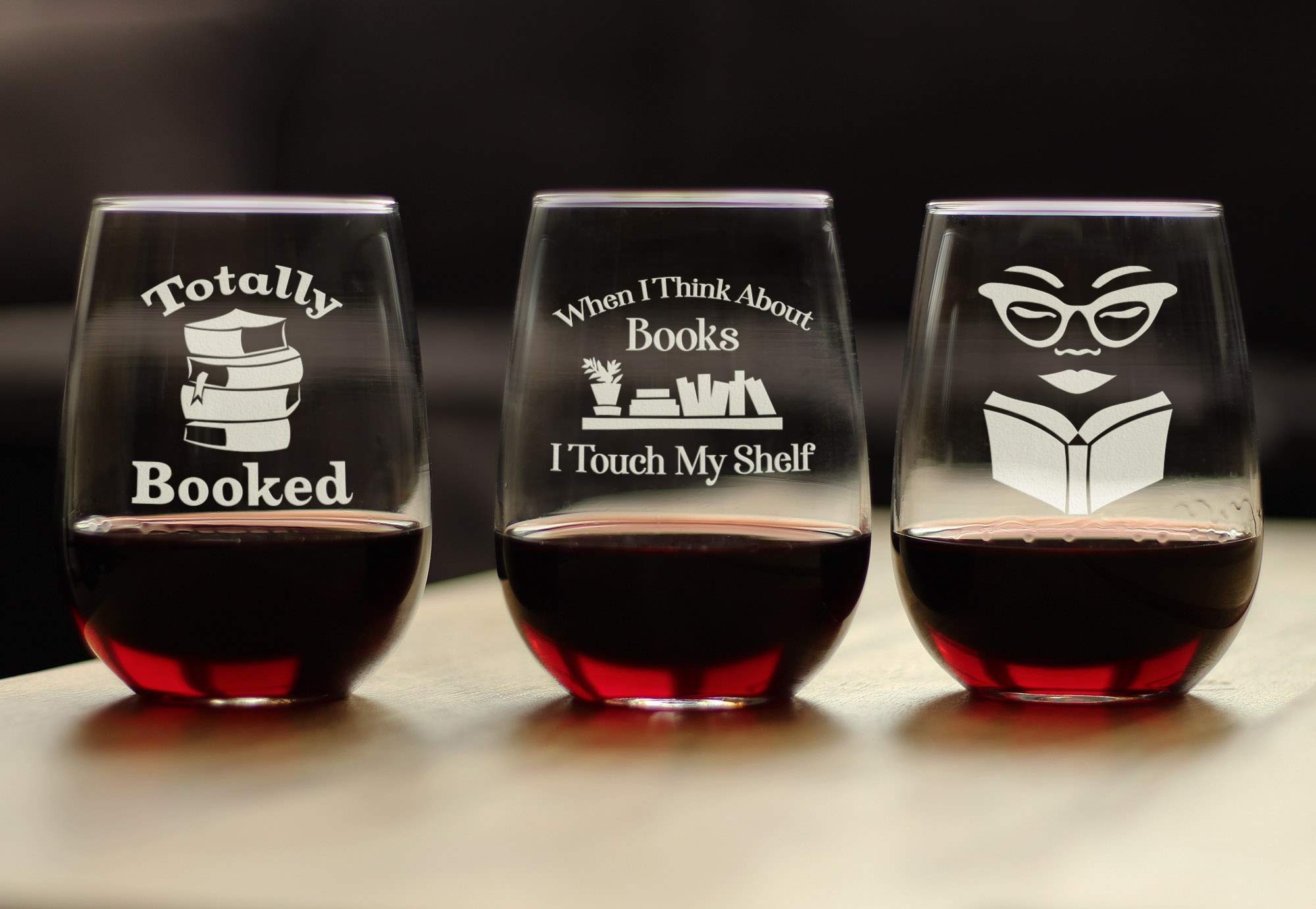 Totally Booked - Stemless Wine Glass - Cute Funny Book Club Gifts for Lovers of Reading & Fun Librarians - Large