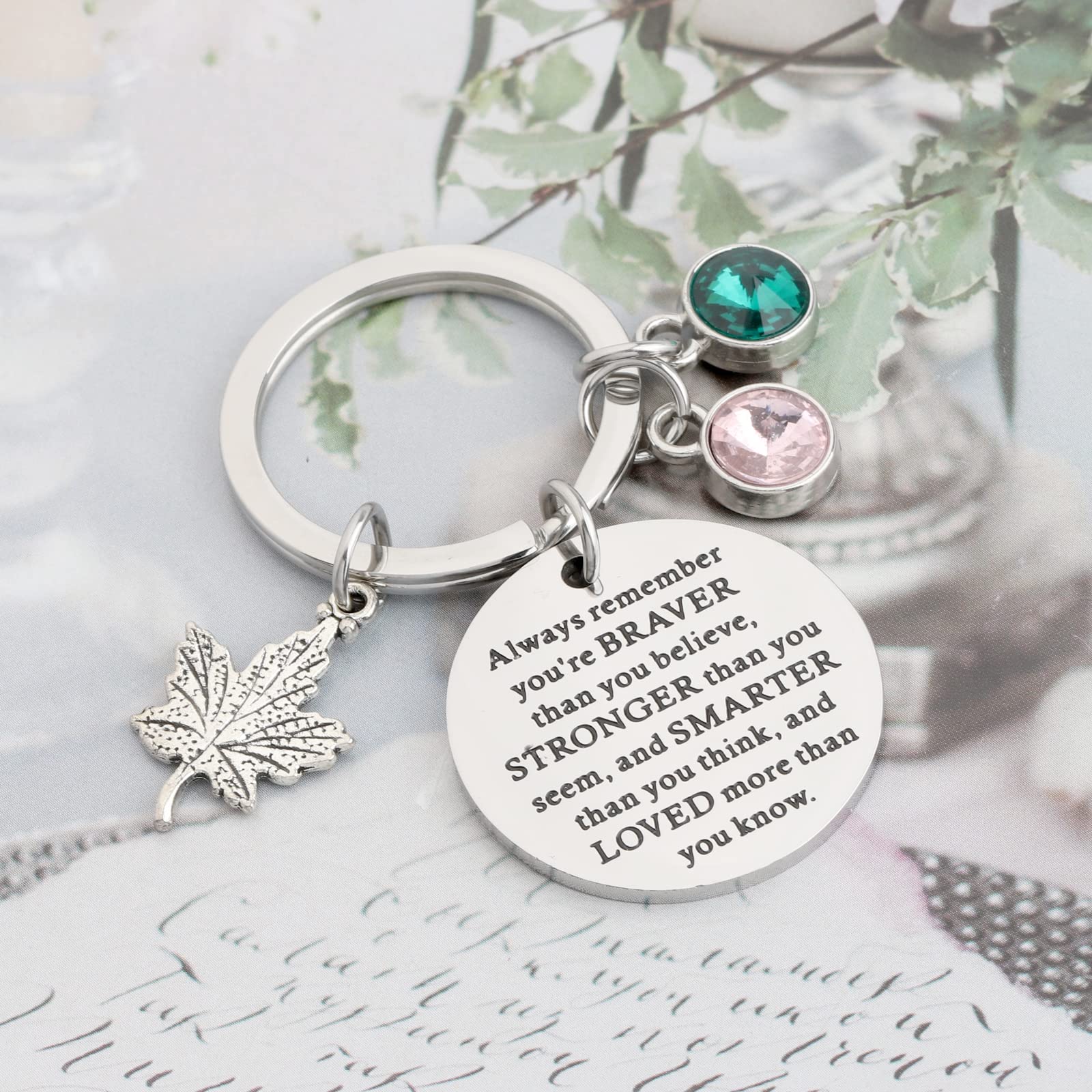 WSNANG Sorority Gift Pink and Green Leaf Graduation Gifts (silver)