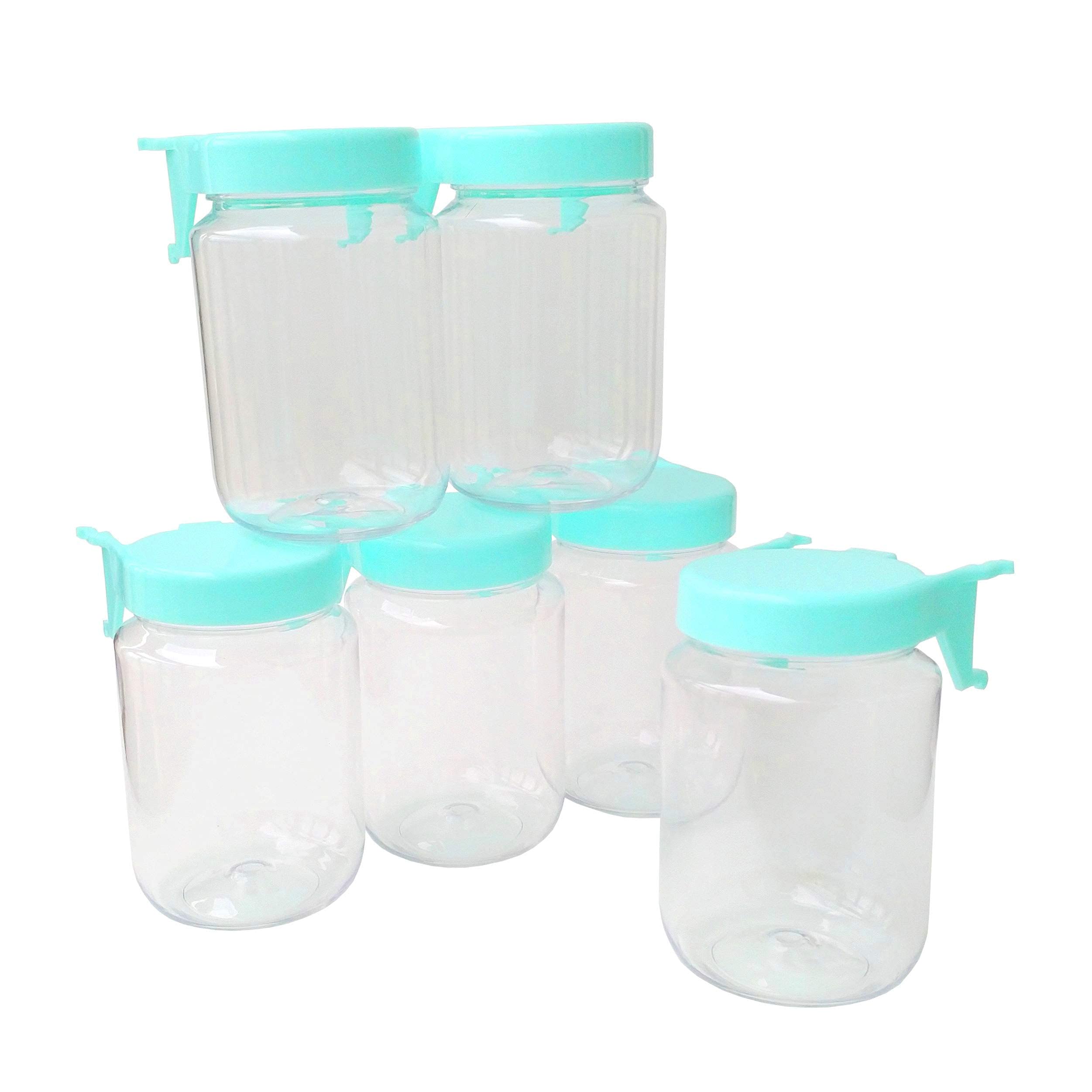 Tall Pegboard Accessories Organizer Storage Jars - Large Size 2" x 4" - Crush & Impact Resistant Plastic Pegboard Jars - Peg Board Attachments for Craft, Sewing & Garage Storage - Set of 6 (Dark Blue)
