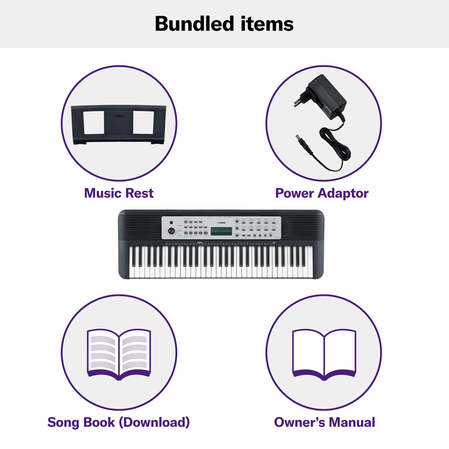 Yamaha YPT270 61-Key Portable Keyboard With Power Adapter (Amazon-Exclusive),Black