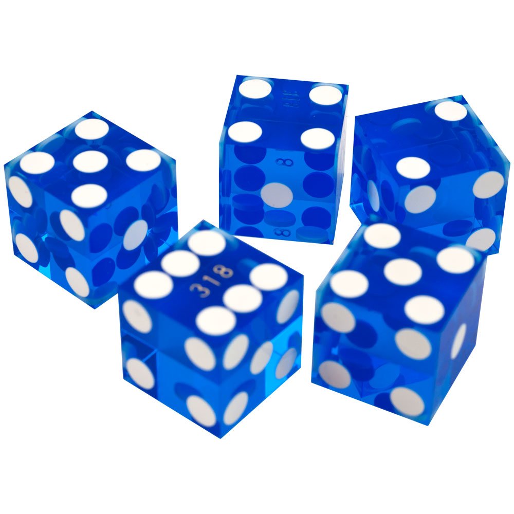 Trademark Poker 19mm A Grade Serialized Set of Casino Dice (Blue), 10-DC19BLU