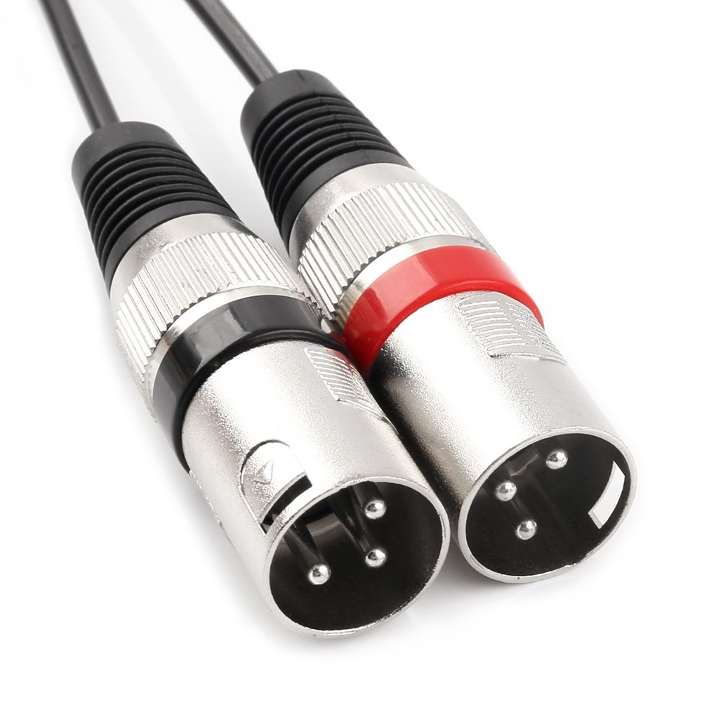 tisino 3.5mm TRS Stereo Male to Dual XLR Male Splitter Patch Cable Unbalanced Mini Jack 1/8 to Double XLR Breakout Cable - 5 FT