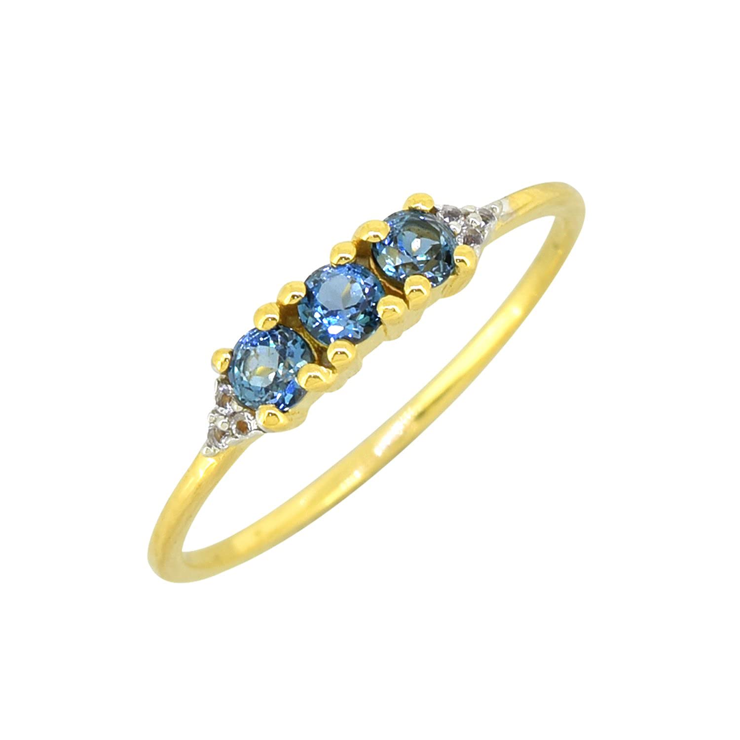 YoTreasure London Blue Topaz 18kt Gold Plated Over 925 Sterling Silver Eternity Band Ring
