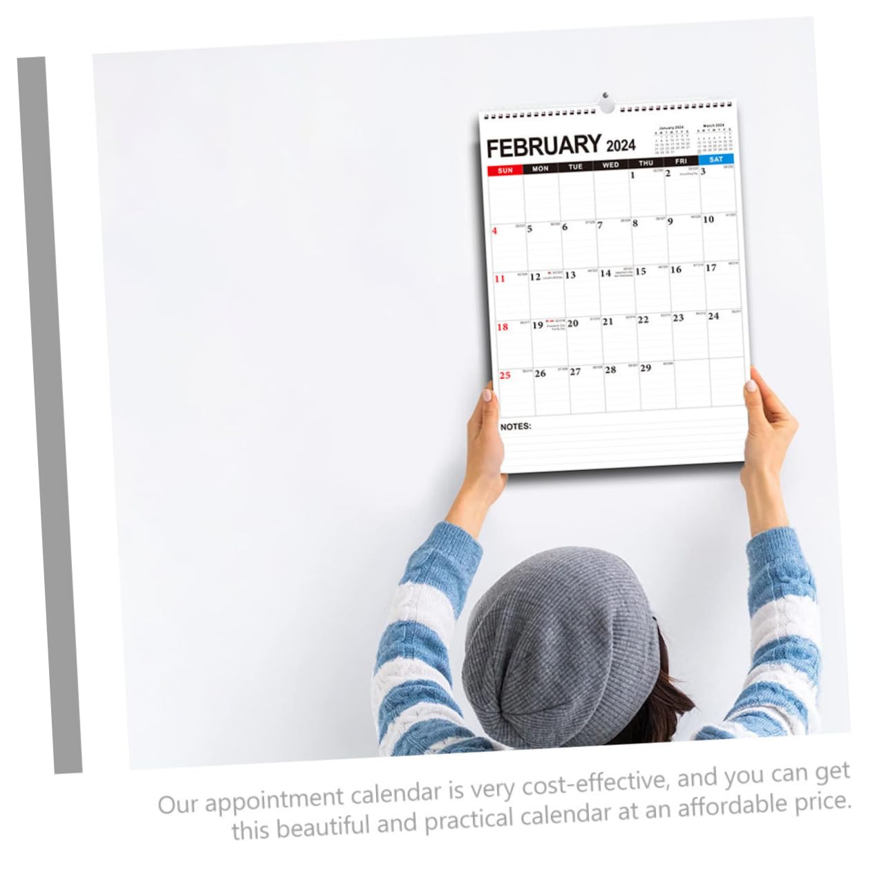 STOBOK Calendar wall s appointment hanging 2024-2025 monthly countdown daily use planning s office small wall Dating Paper simple style Wall Wall Calendar