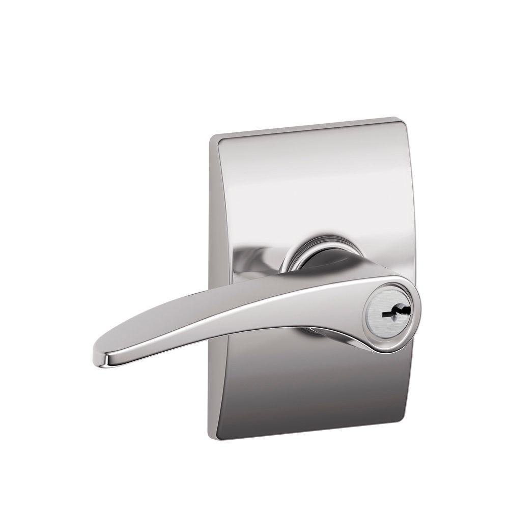 SCHLAGE F51A MNH 625 CEN Manhattan Lever with Century Trim Keyed Entry Lock, Bright Chrome