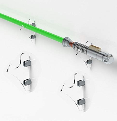 WANLIAN Lightsaber stand, sword stand, acrylic wall-mounted lightsaber stand, suitable for swords, lightsabers (1 pair of transparent)