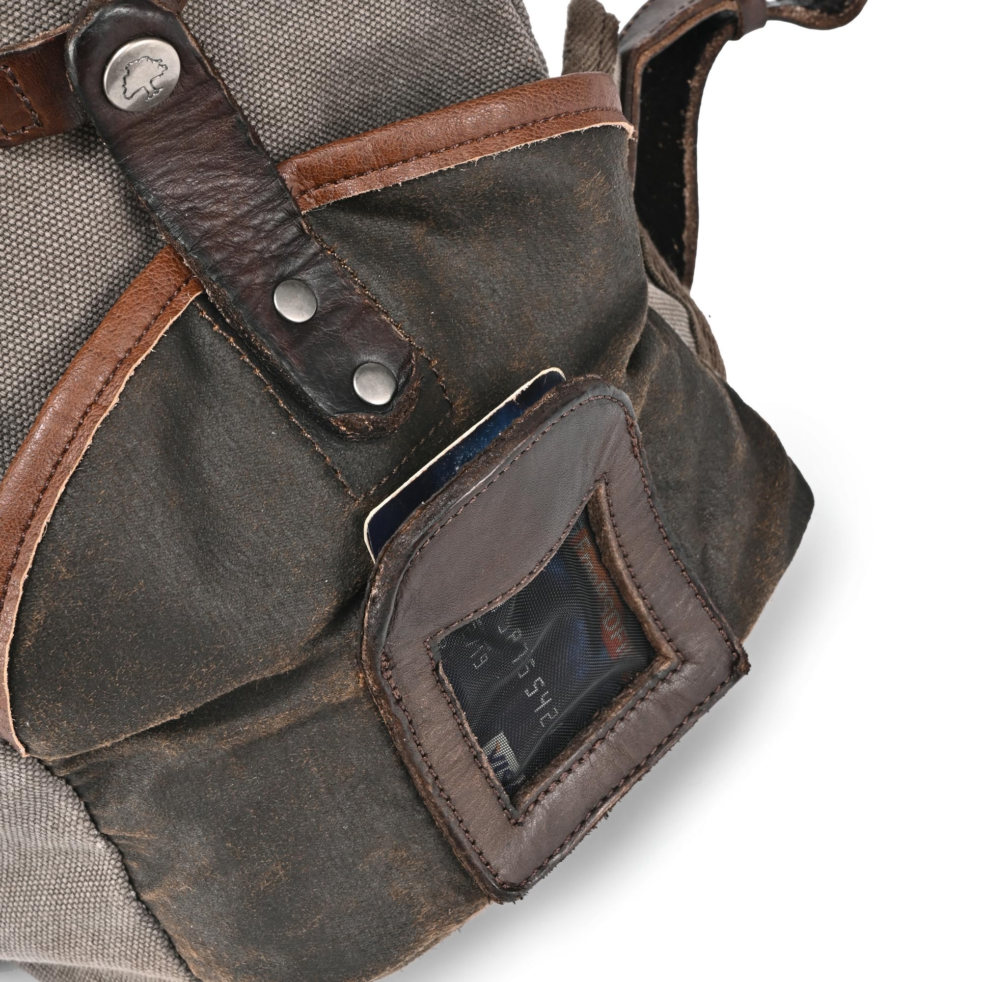 TSD The Same Direction Tapa Canvas Backpack | Vintage Backpack | Large Canvas Backpack with Genuine Leather Accents | For Laptop - Retro Backpack (Grey)